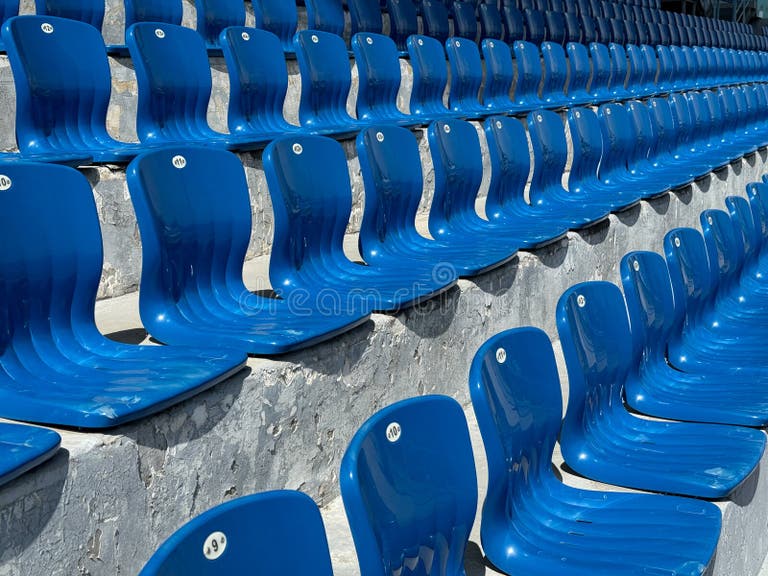 Lots of Plastic Seats for Spectators in the Stadium Stock Image - Image ...