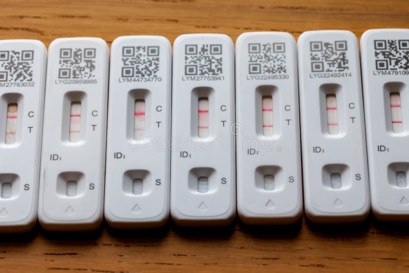 Lots of Positive Covid-19 Lateral Flow Tests Stock Image - Image of ...