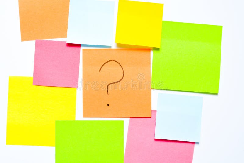 Two Post Its on White Background with a Plus and Minus Symbol Stock ...