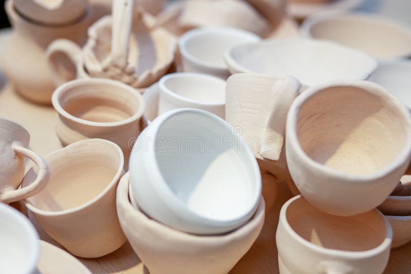 Lots of Pottery Pots in Workshop. DIY and Hobby Concept Stock Image ...