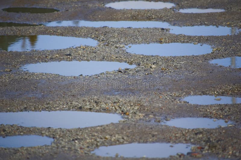 Mud and Puddles on a Dirt Road after Rain Stock Photo - Image of tread ...