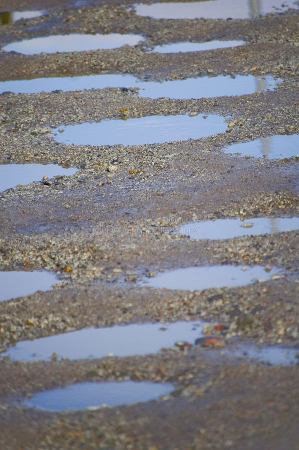 Mud and Puddles on a Dirt Road after Rain Stock Photo - Image of tread ...