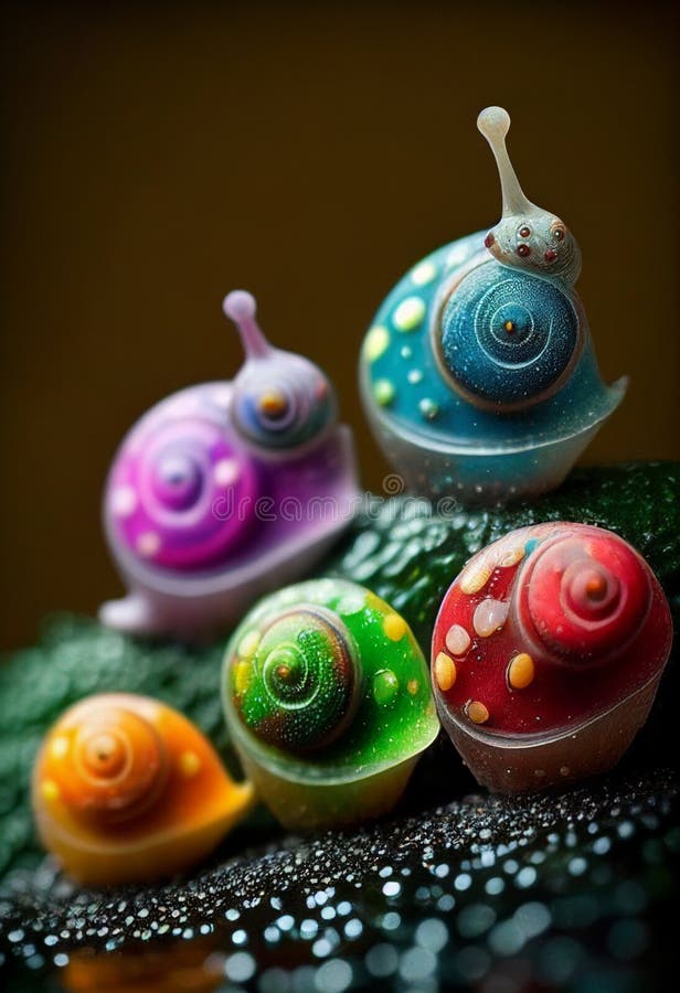 Lots of Rainbow Snails. AI Generated Stock Illustration - Illustration ...