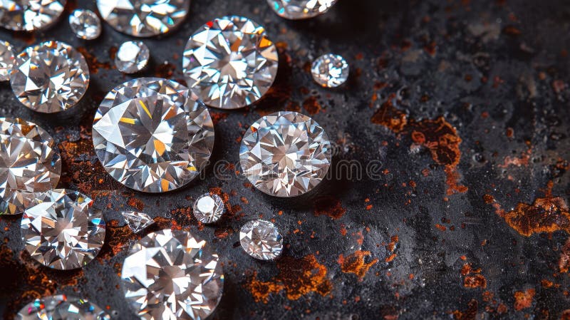 Lots of Realistic Diamonds on the Table. Jewels on Abstract Background ...