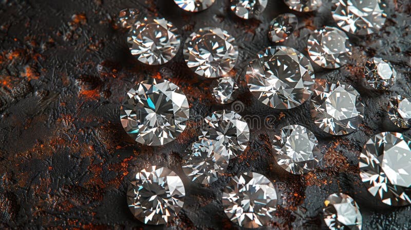 Lots of Realistic Diamonds on the Table. Jewels on Abstract Background ...