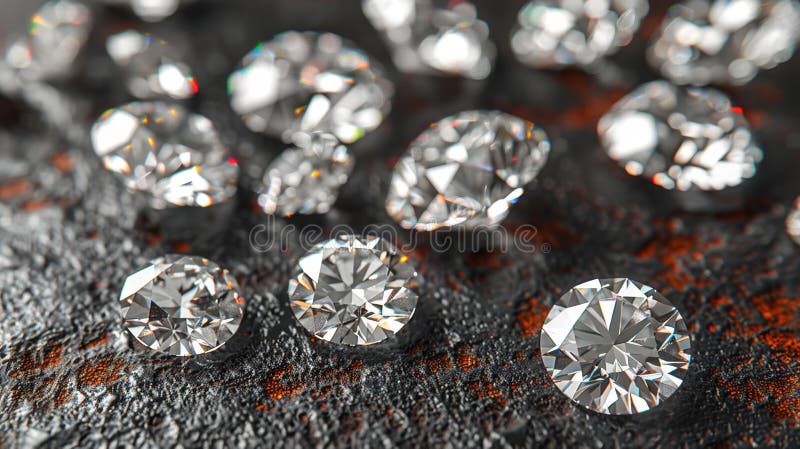 Lots of Realistic Diamonds on the Table. Jewels on Abstract Background ...
