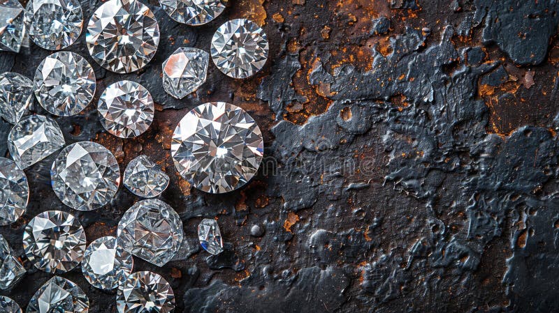 Lots of Realistic Diamonds on the Table. Jewels on Abstract Background ...