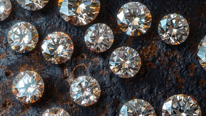 Lots of Realistic Diamonds on the Table. Jewels on Abstract Background ...
