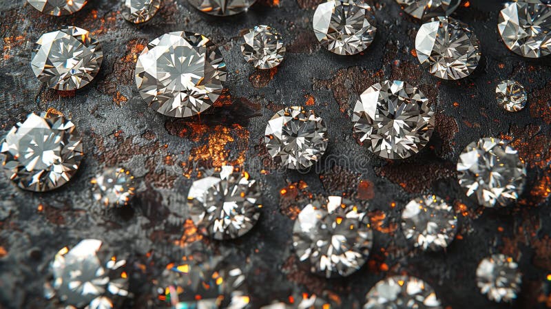 Lots of Realistic Diamonds on the Table. Jewels on Abstract Background ...