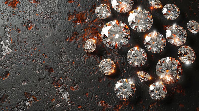 Lots of Realistic Diamonds on the Table. Jewels on Abstract Background ...