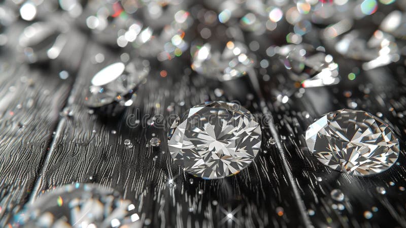 Lots of Realistic Diamonds on the Table. Jewels on Abstract Background ...