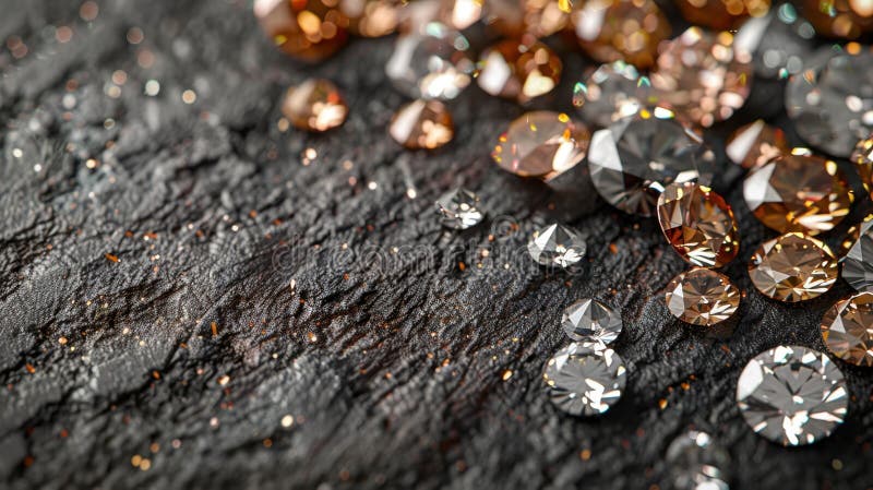 Lots of Realistic Diamonds on the Table. Jewels on Abstract Background ...