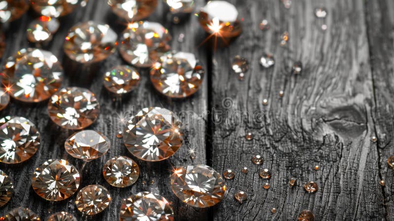 Lots of Realistic Diamonds on the Table. Jewels on Abstract Background ...