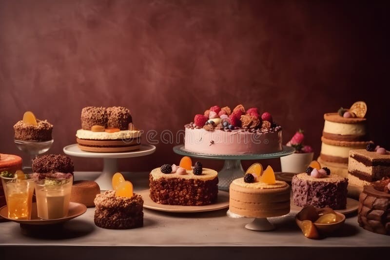 Lots of Retro Desserts. with Generative AI Tehnology Stock Illustration ...
