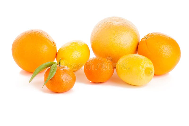 Lots ripe citrus on white stock photo. Image of nature - 75967238