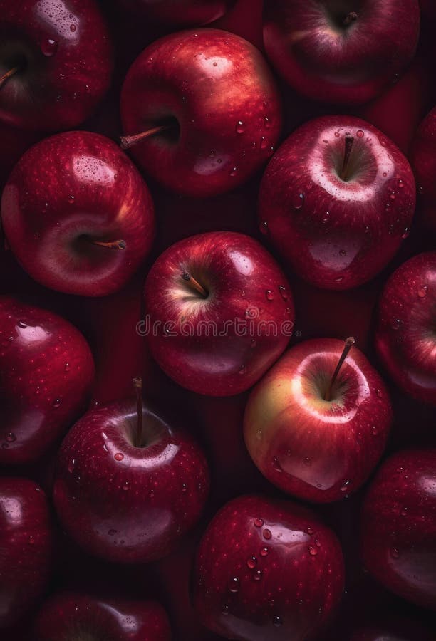 Lots of Ripe Dark Red Apples. Stock Illustration - Illustration of ...