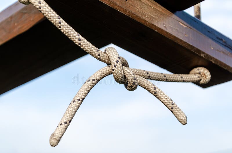 Lots of Ropes and a Big Knot Against the Blue Sky Stock Image - Image ...