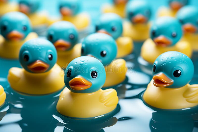 Lots of Rubber Duckies on the Surface of the Water Stock Illustration ...