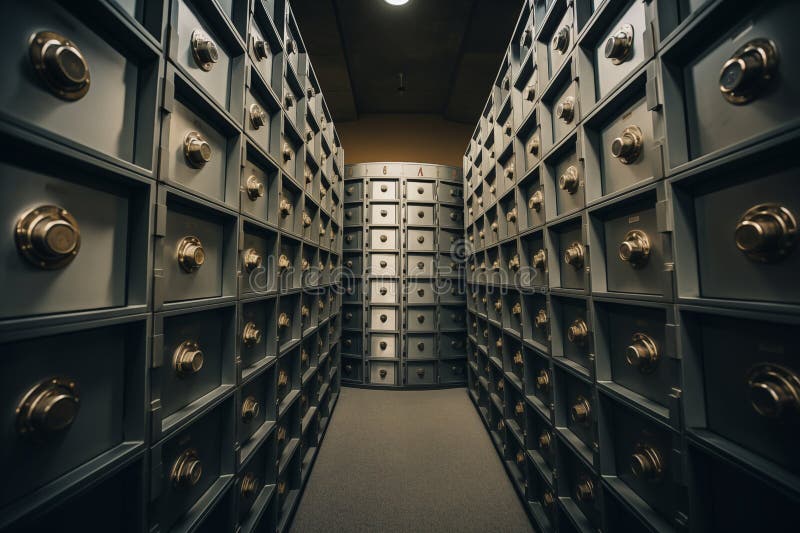 Lots of Safe Deposit Boxes Inside the Vault. Generative AI Stock Photo ...