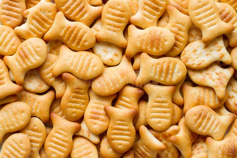 Lots of Salty Cookies in the Shape of Fish. Stock Image - Image of ...