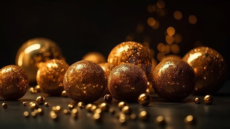 Lots of Scattered Golden Balls Generative AI Stock Illustration ...