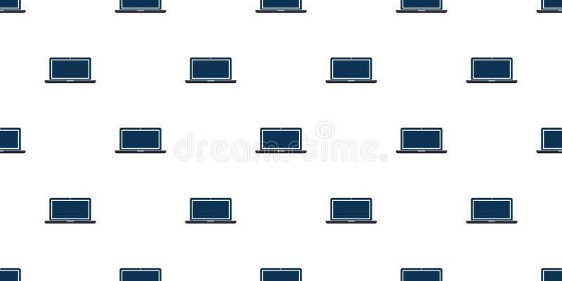 Lots of Simple Dark Blue Minimalist Laptops - Seamless Pattern on a ...