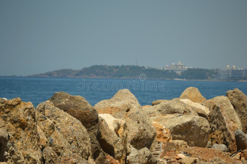 Lots of Small Big Stones on the Edge of the Beach in Alanya Stock Image ...