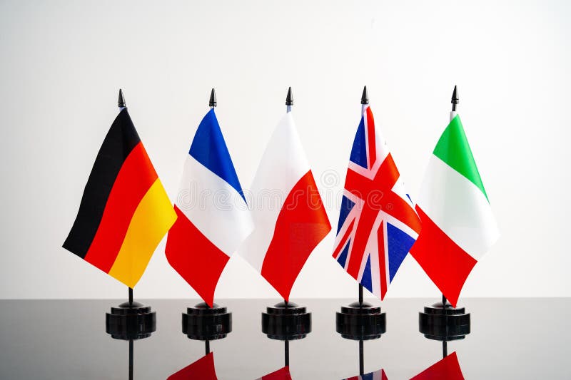 Lots of Small National Flags on Table Stock Image - Image of world ...