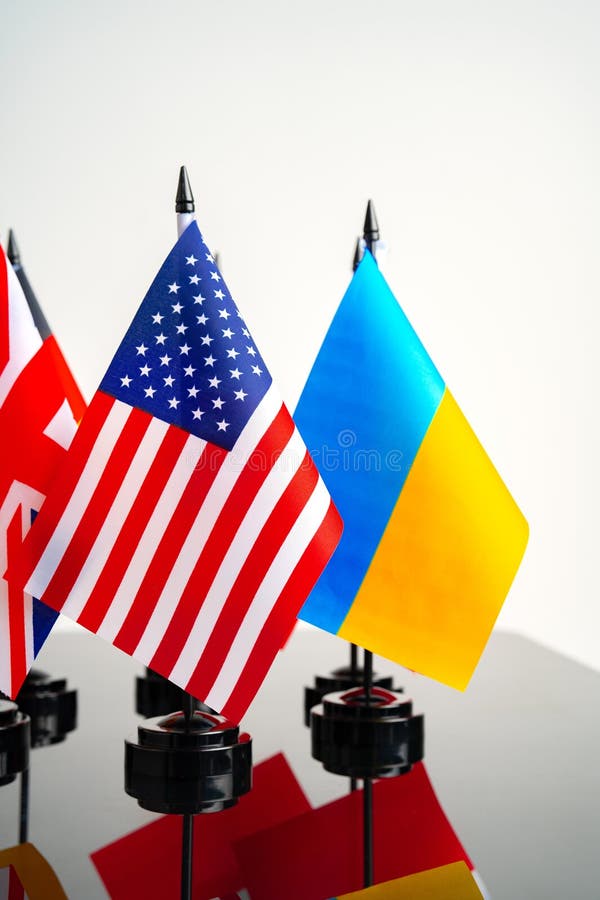 Lots of Small National Flags on Table Stock Image - Image of national ...