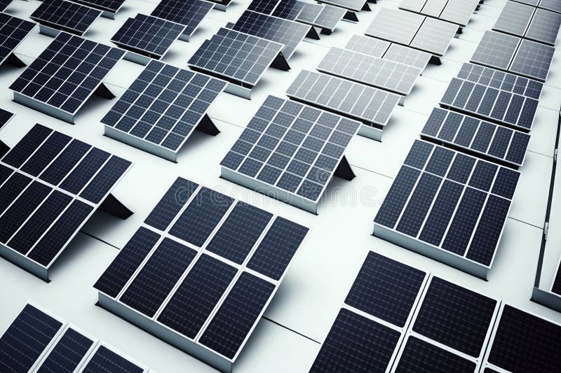 Lots of Solar Panels on a White Background. Generative AI Stock ...