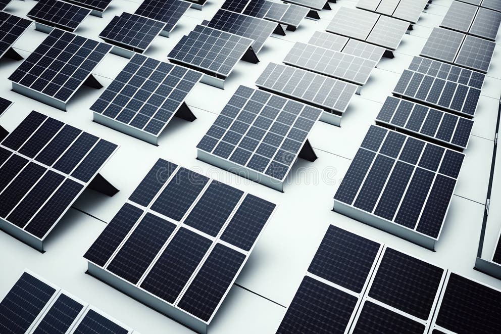 Lots of Solar Panels on a White Background. Generative AI Stock ...