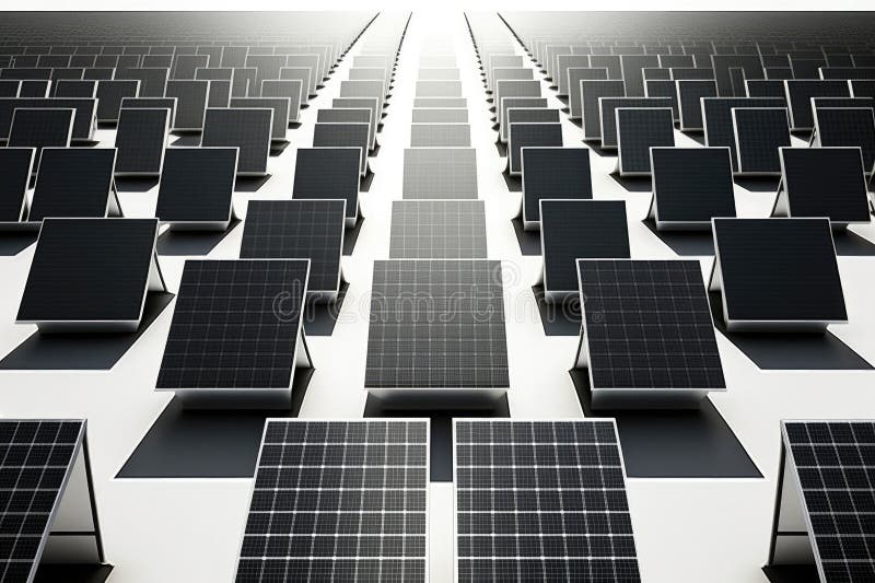 Lots of Solar Panels on a White Background. Generative AI Stock ...