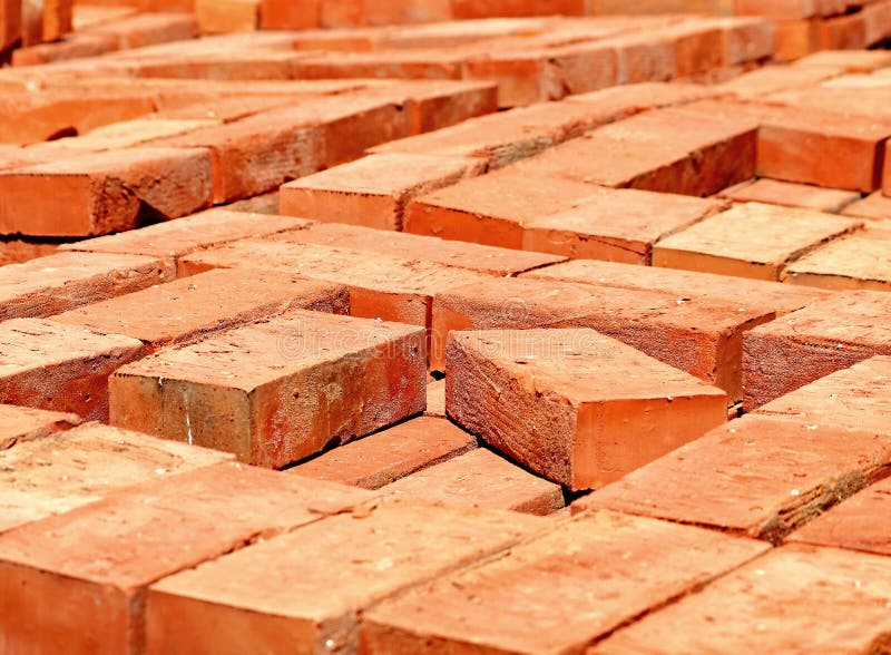 Lots of Stacked New Red Bricks Stock Photo - Image of brown, square ...
