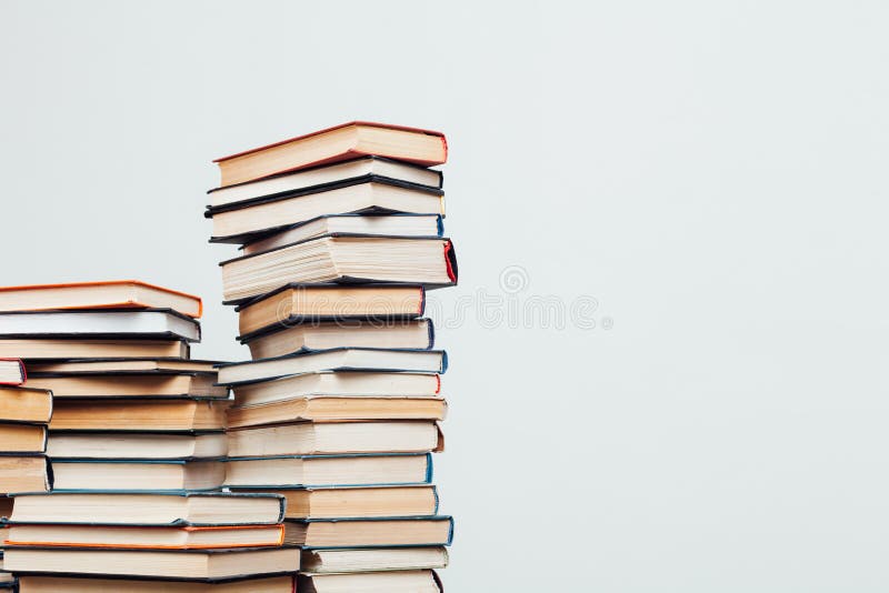 Lots Of Stacks Of Educational Books To Teach In The Library On A White ...