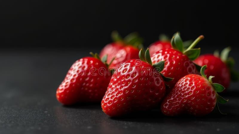 Lots of Strawberries on Black Background Stock Photo - Image of smooth ...