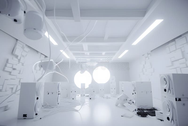 Lots of Tangled Wires in a White Computer Room. Neural Network AI ...