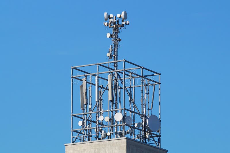 Lots Antennas Of Wireless Network, Telecommunication And Satellite ...