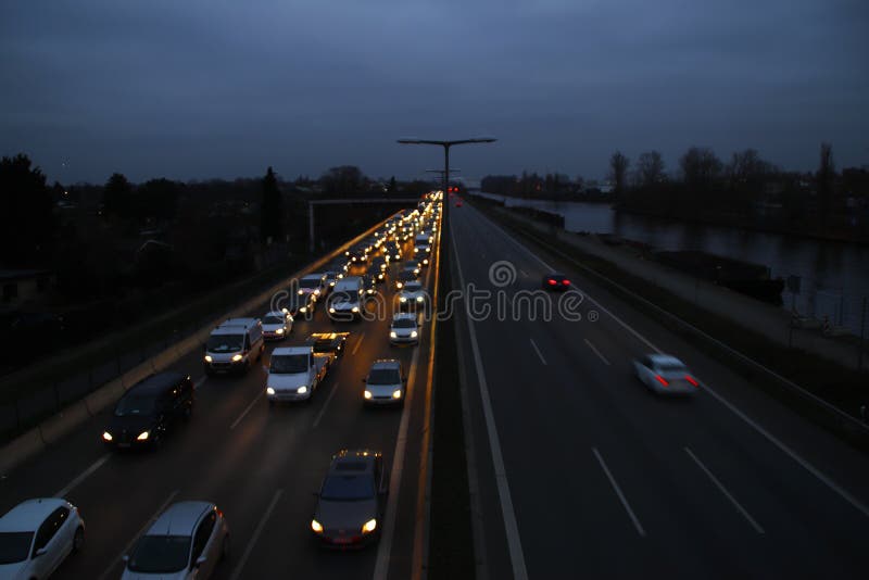 Lots of Traffic on a Lane on the Highway Stock Image - Image of lots ...