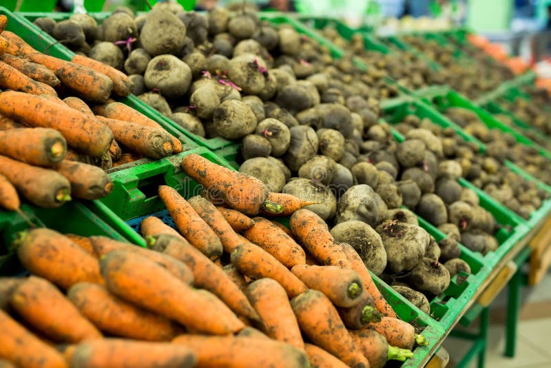 Lots of Vegetables in the Produce Aisle at a Supermarket. Stock Photo ...