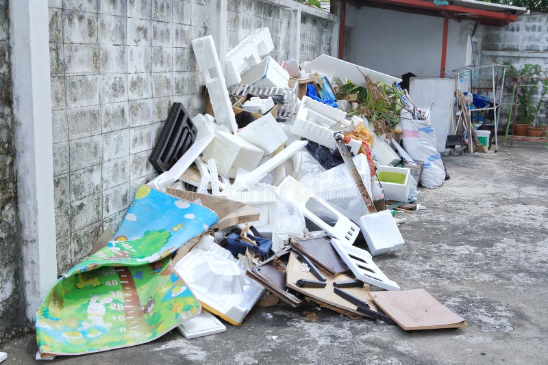 Lots of Waste Waiting To Be Recycled. Stock Image - Image of wood, city ...