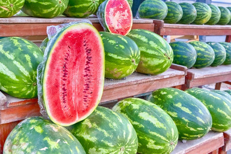 Watermelons on display stock image. Image of patterned - 3534743