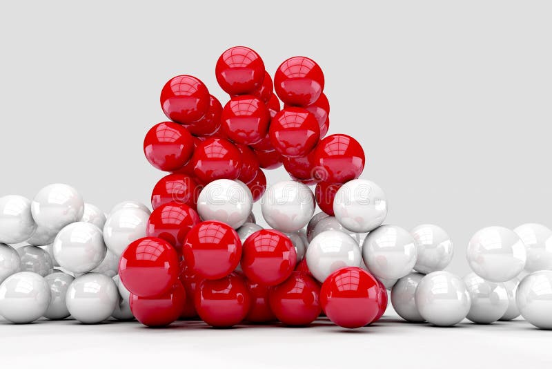 Lots of White and Red Balls Interact Stock Illustration - Illustration ...