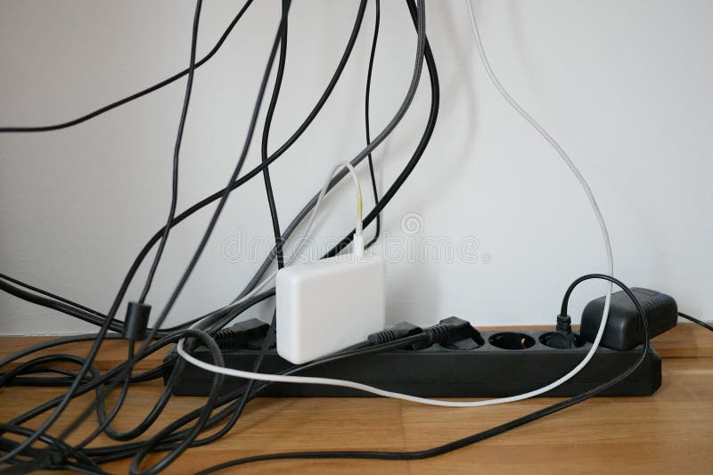 Lots of Wires in a Socket at Work. Cabling Chaos Stock Image - Image of ...