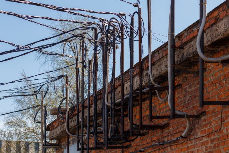 Lots of Wires Sticking Out of an Old Brick Electrical Substation ...