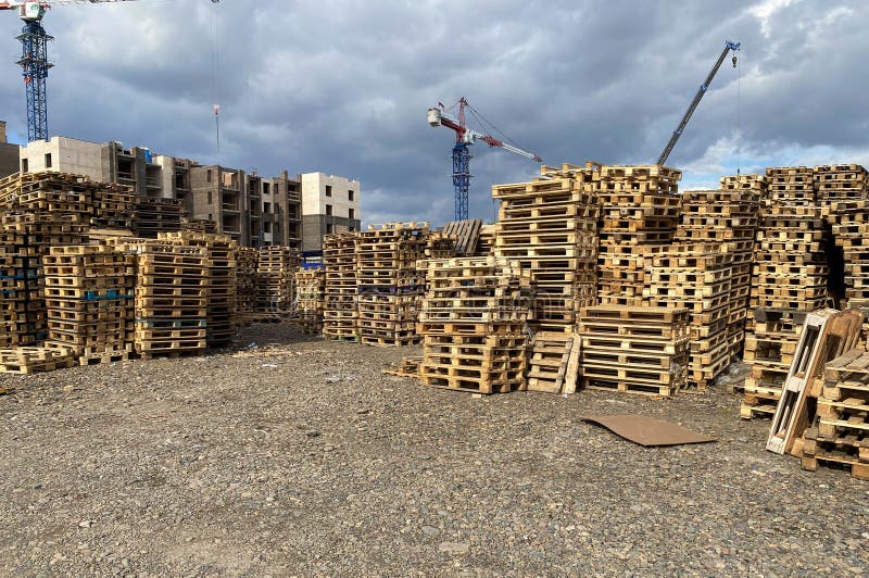 Lots of Wooden Pallets. Stacks of Pallets Stock Photo - Image of ...