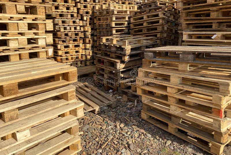 Lots of Wooden Pallets. Stacks of Pallets Stock Photo - Image of ...