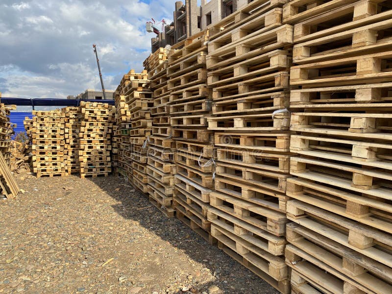 Lots of Wooden Pallets. Stacks of Pallets Stock Image - Image of ...