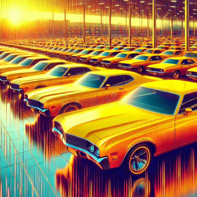 Lots of Yellow Cars for Sale. AI Generated Art Stock Illustration ...