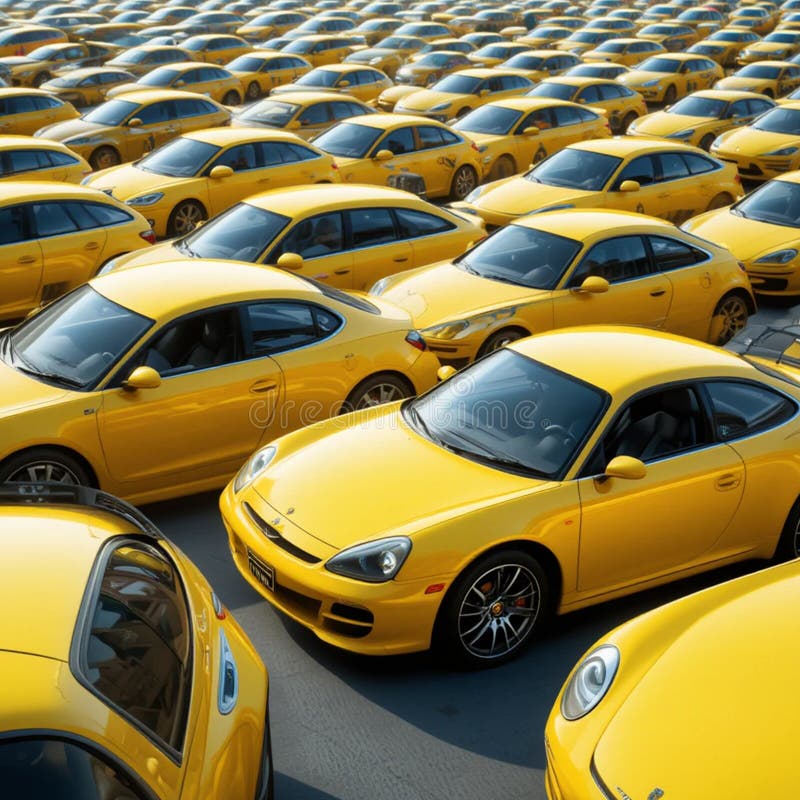 Lots of Yellow Cars for Sale. AI Generated Art Stock Illustration ...