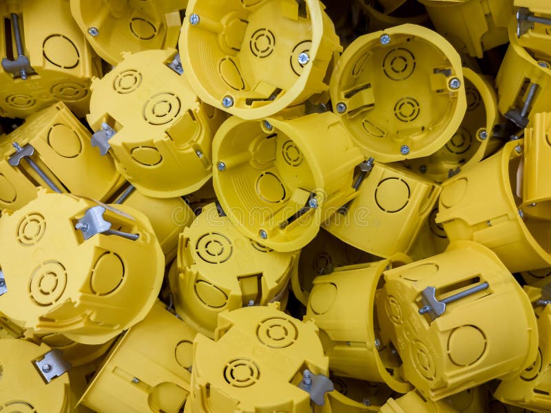 Yellow Outlet Box for Electric Socket of Domestic Electrical Wiring in ...